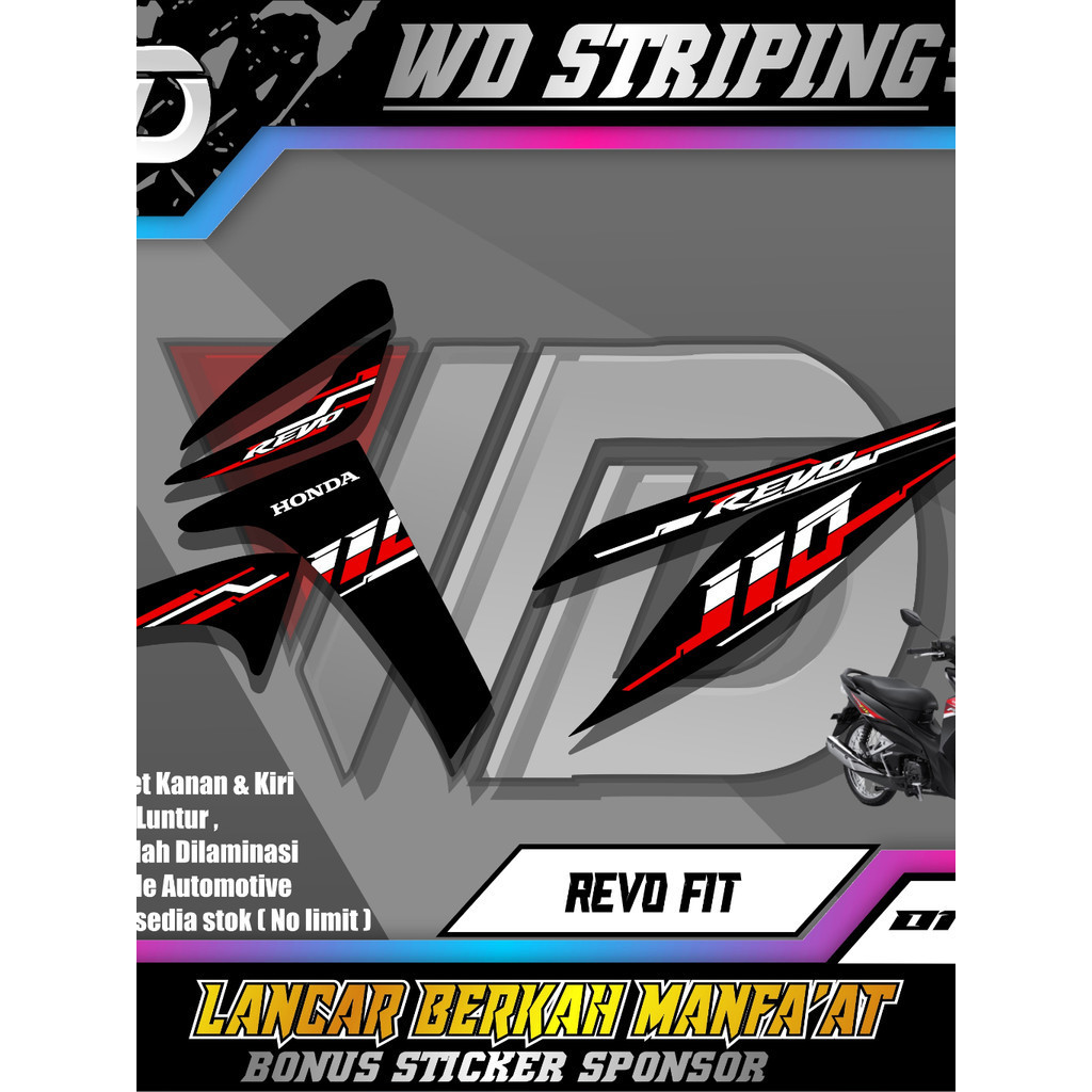 Jual 01950 Sticker striping sepeda motor revo fit motif desain vietnam ...