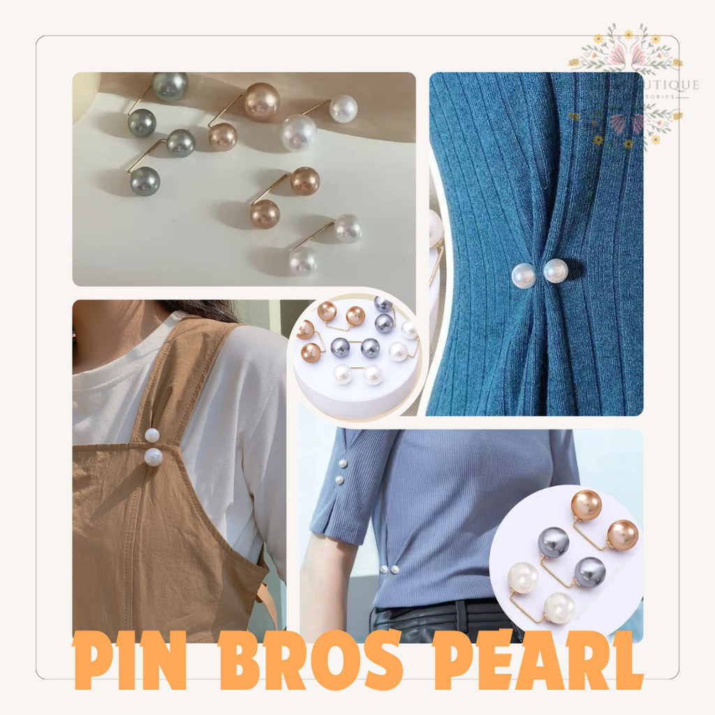Jual Peniti Pin Bros Set 3 pcs 8 pcs Mutiara Simple Elegan Hijab Baju ...
