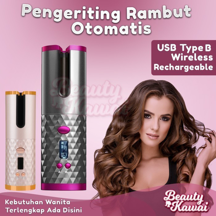 Jual Curly Rambut Otomatis Cas USB Hair Curler Wireless Alat Catokan ...