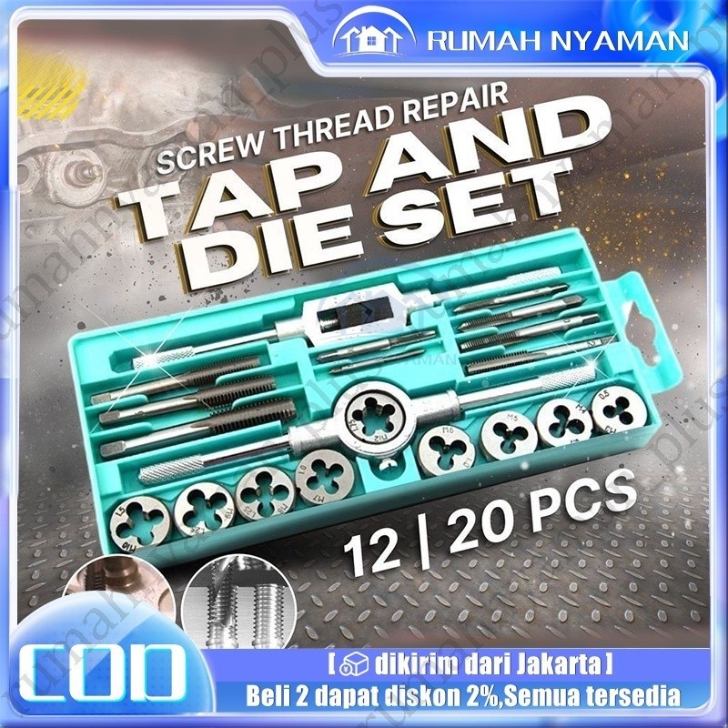 Jual 12 / 20 /40Pcs Alat Snai dan Tap Ulir Baut Senai Die Senei M3-12 Alat taper Snai Senai Hand ...