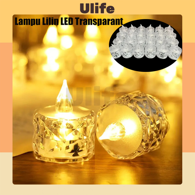 Jual 5/10Pcs Lampu LED Bentuk Lilin Bahan Akrilik Kristal Tanpa Asap ...