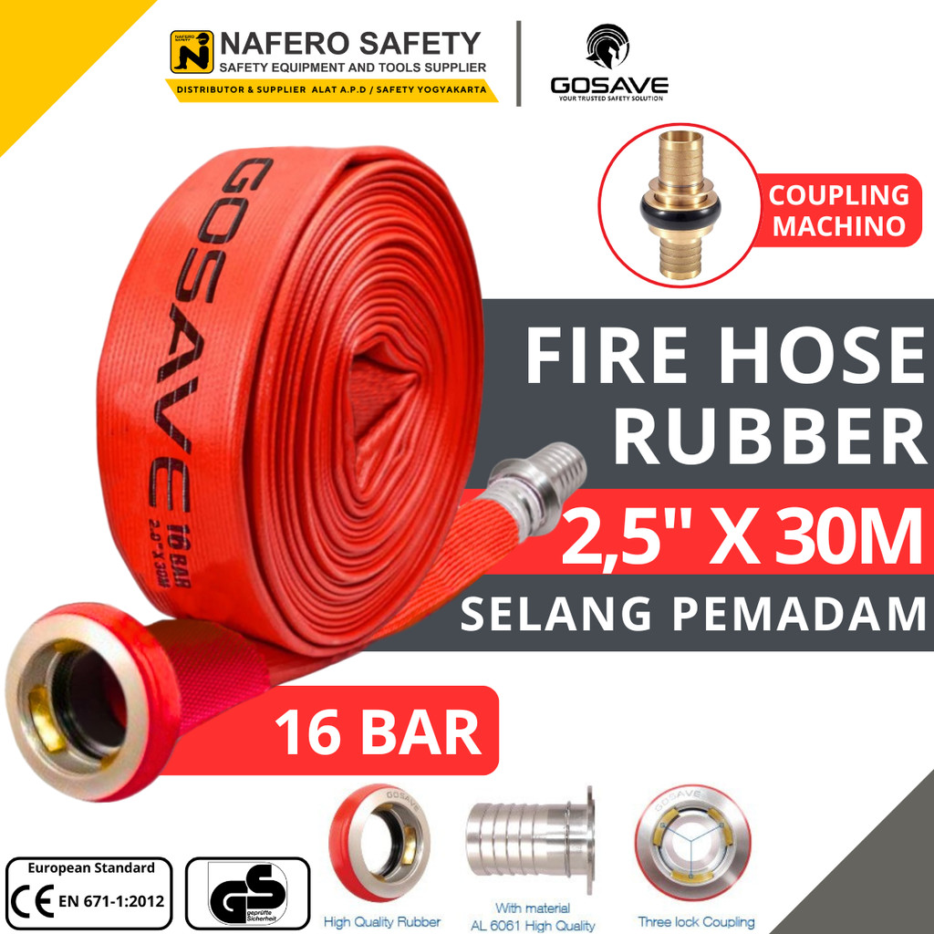 Jual FIRE HOSE HYDRANT RUBBER GOSAVE Selang Pemadam Kebakaran 2.5" inch x 30m 16BAR / 16K ...