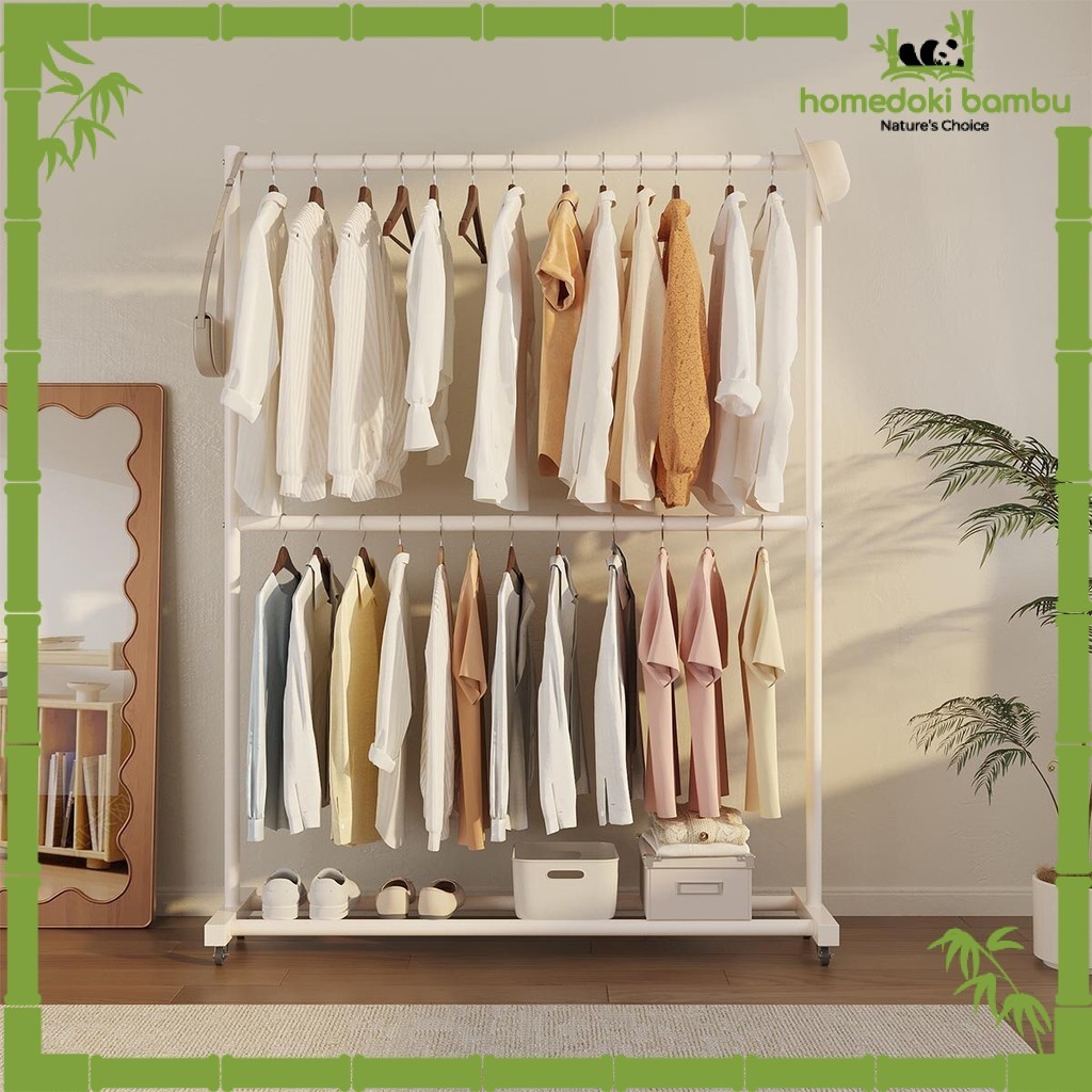 Jual Homedoki Bambu - Rak Gantungan Baju Aesthetic/Rak Gantungan ...