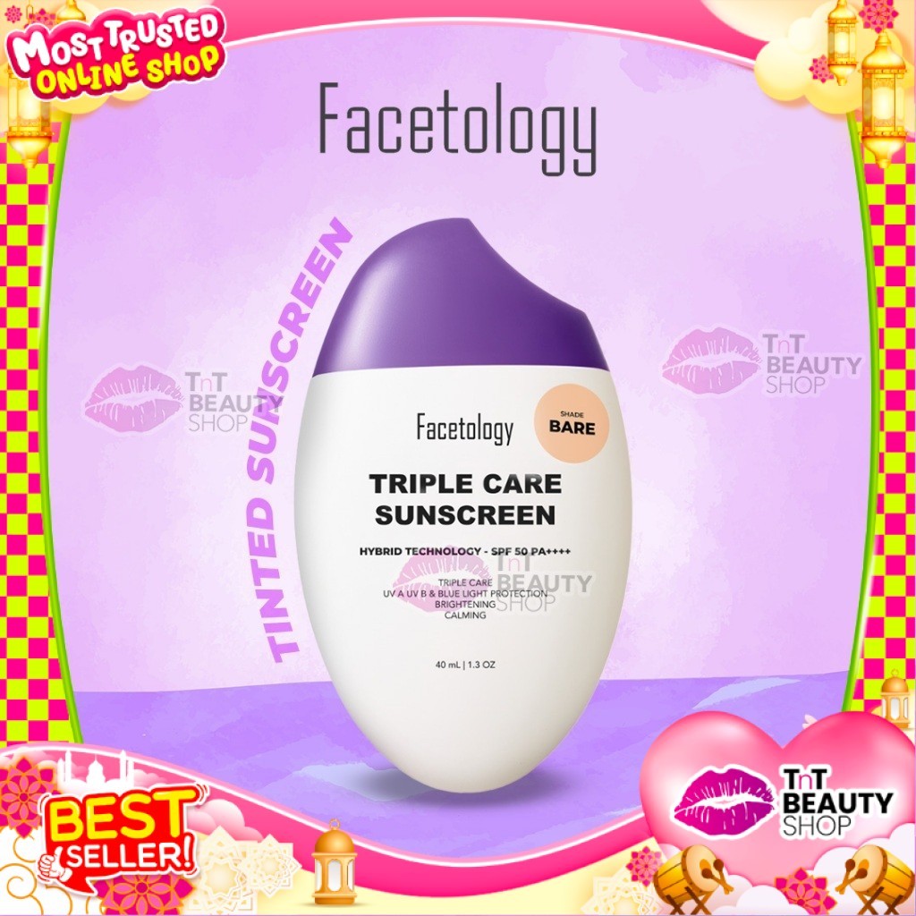 Jual Facetology Triple Care Sunscreen Tinted SPF 50 PA++++ 40ML | TnT ...