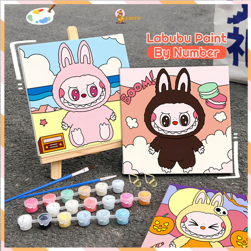 Jual Edden DIY Paint by Numbers Labubu Canvas Paint Kit Digital ...