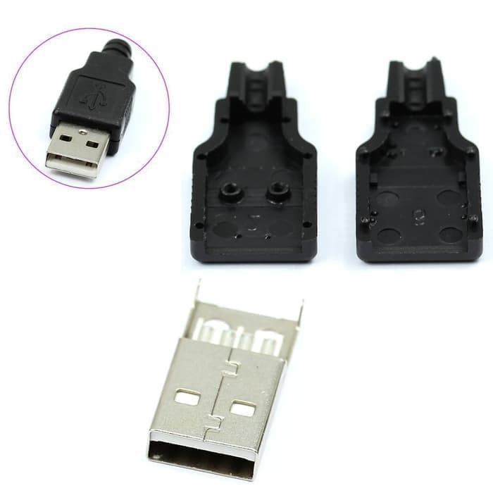 Jual Socket Soket Type A Jack Jantan 4P USB 2.0 Connector Male Kosong ...
