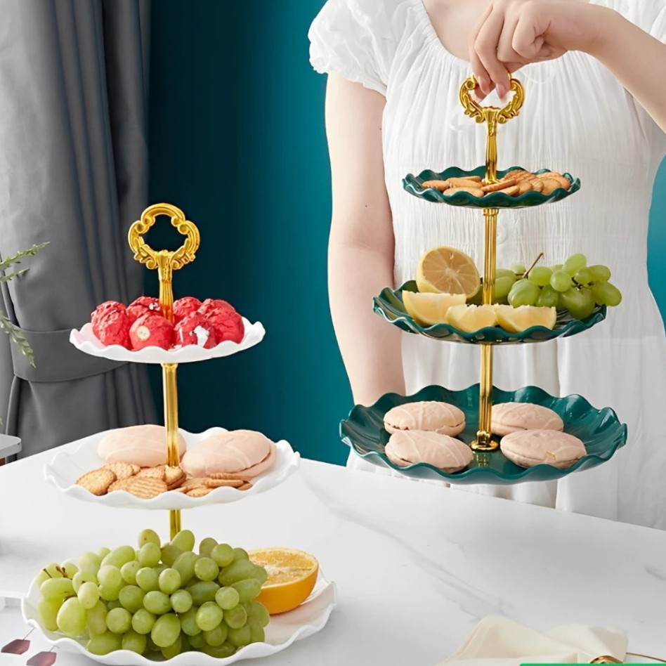 Jual Rak Tingkat 3 Susun Tempat Makan Kue Buah Cake Stand Food Display ...