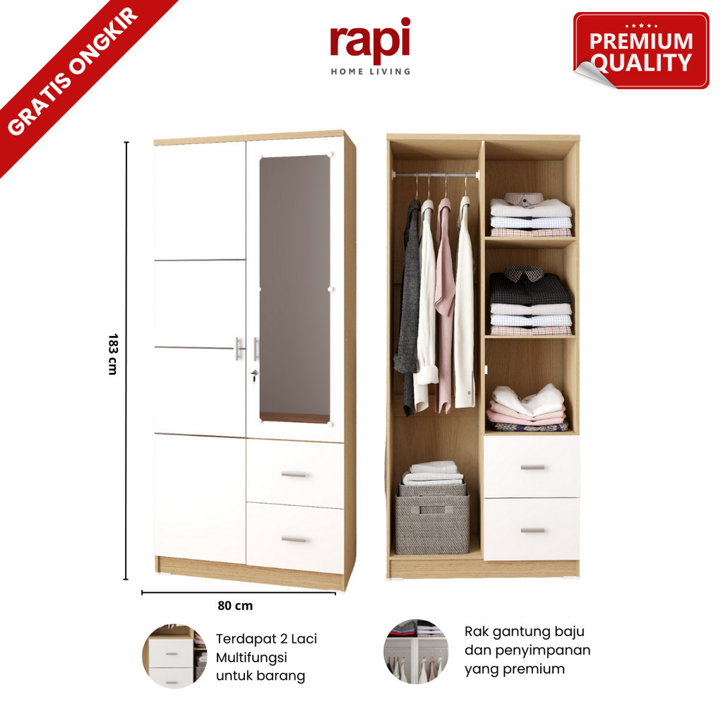 Jual RAPI Lemari Pakaian 2 Pintu / Lemari Gamis / Lemari Baju Minimalis ...