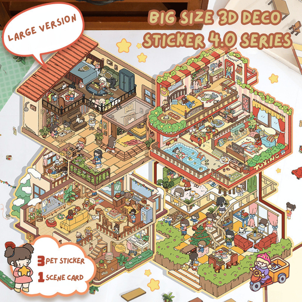 Jual [HARU] Big Size 3D Deco Sticker 4.0 Series Sticker Sheet Sticker ...