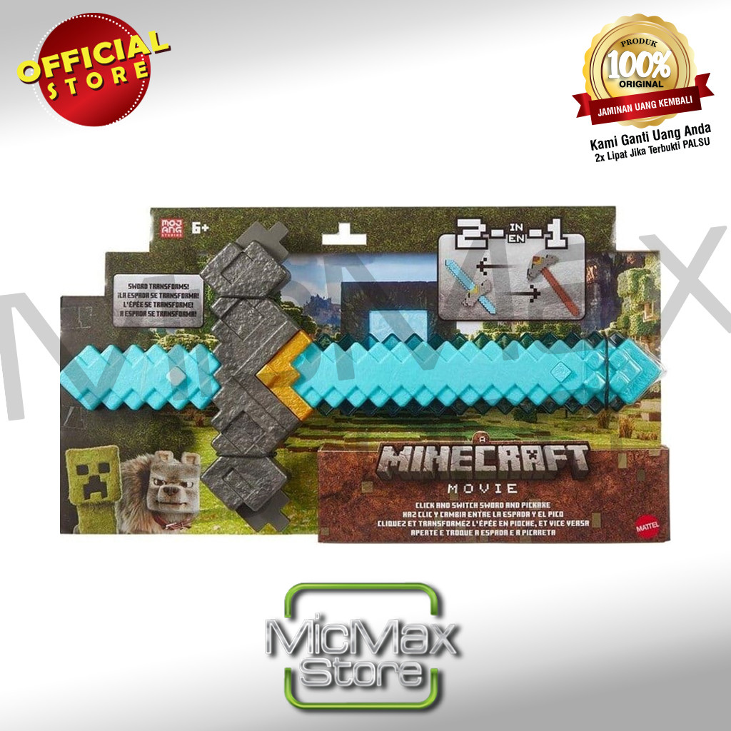 Jual MINECRAFT Movie Click and Switch Sword and Pickaxe PEDANG KAPAK ...
