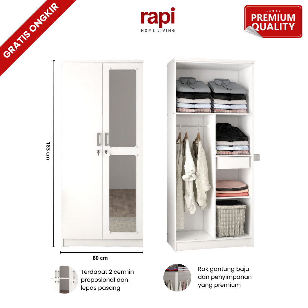 Jual RAPI Lemari Pakaian 2 Pintu / Lemari Baju Murah / Rak Baju ...
