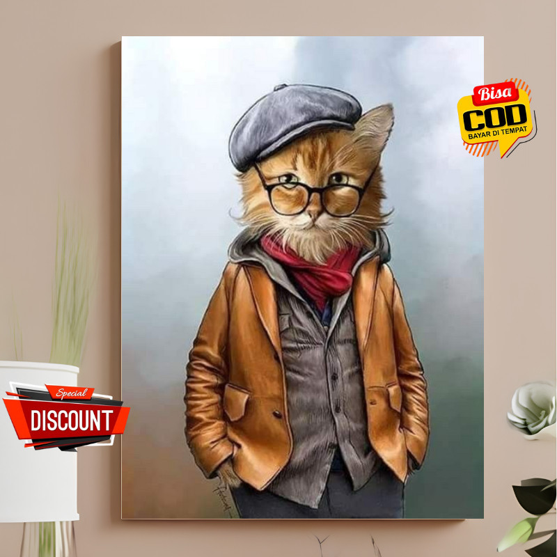 Jual Poster Kucing Berjaket Hiasan Dinding Untuk Pajangan Ruang Tamu ...
