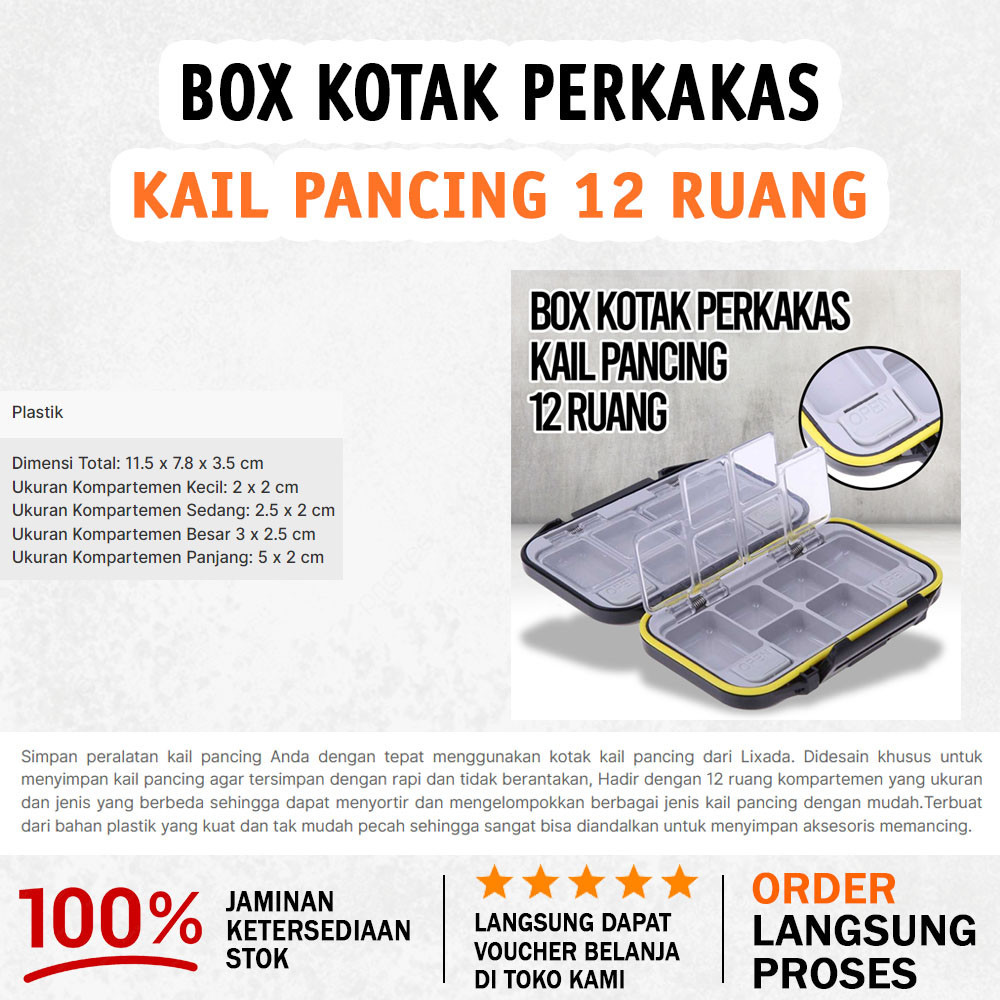 Jual Box Kotak Perkakas Kail Pancing | 12 Ruang - Black | Shopee Indonesia