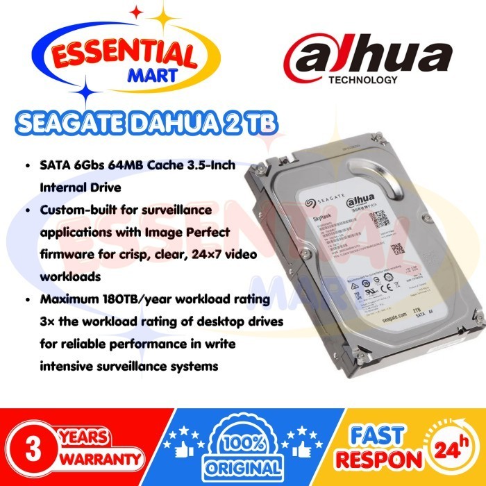 Jual HDD SEAGATE SKYHAWK DAHUA 2 TB MFI for CCTV SATA 3.5" | Shopee ...