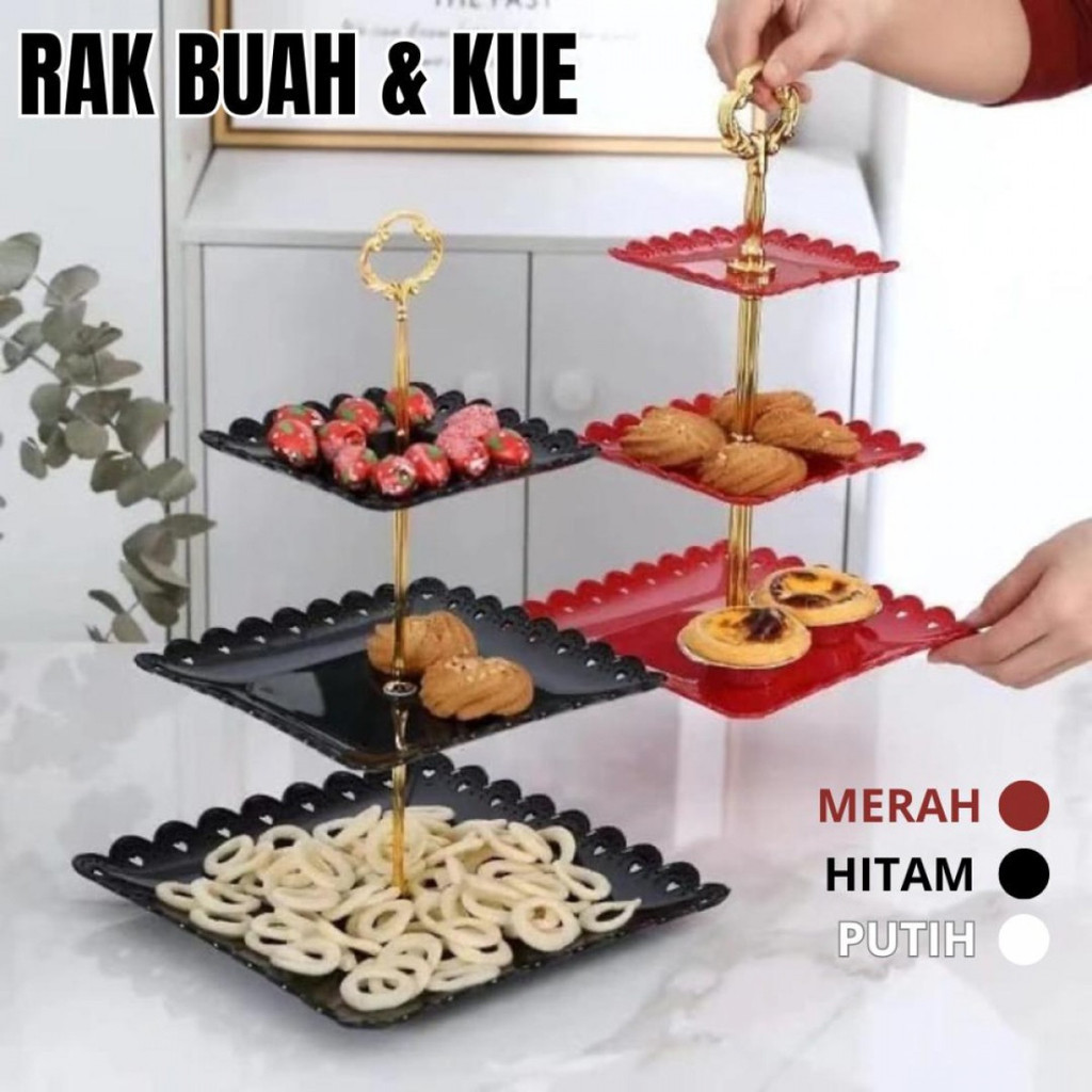 Jual MUQGEW Rak Tatakan Kue Susun 3 Tingkat Plate Cake Stand Display ...