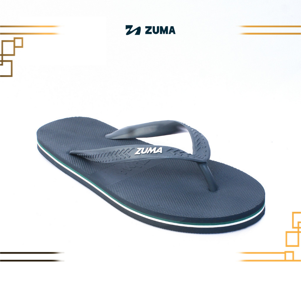 Jual Zuma Men Stripe 13 Grey Green White, Sandal Jepit Pria Karet Polos ...