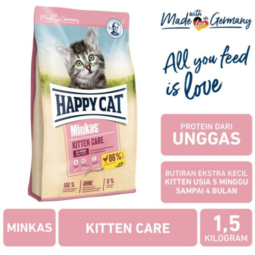 Jual Happy Cat Minkas Kitten Care 1,5kg makanan kucing happy cat kitten ...