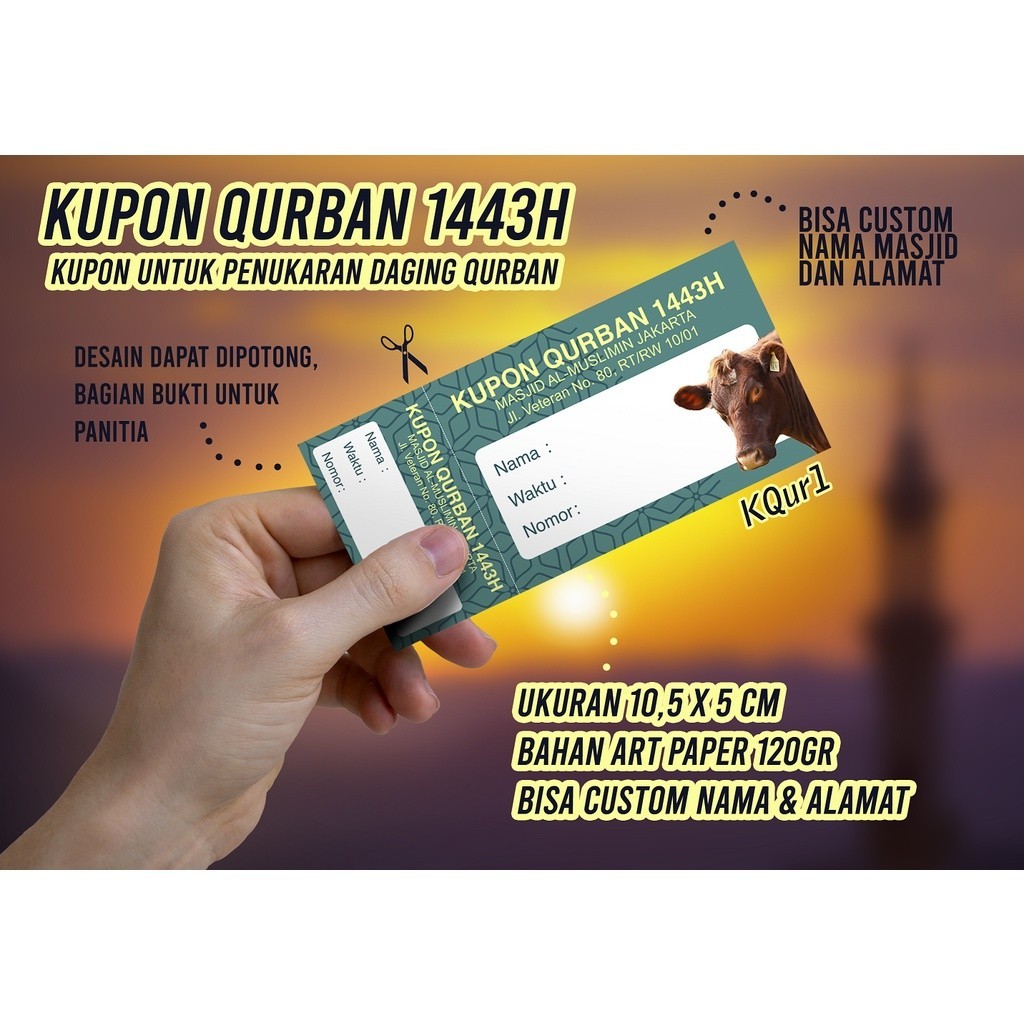Jual Kupon Qurban Idul Adha / Pengambilan Daging Qurban Idul Adha - Bisa Custom Nama & Alamat ...