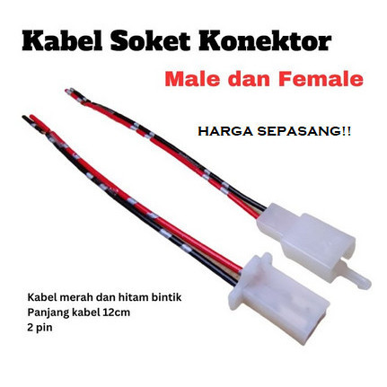 Jual SOKET 2 PIN socket konektor BESAR Sambung Sambungan kabel bintik ...