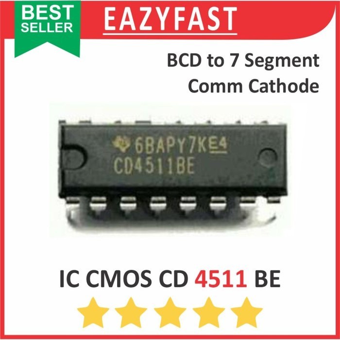 Jual IC CMOS CD 4511 BE DIP BCD to 7 Seven Segment CC Common Cathode Katoda CD40160BE CD40106 ...