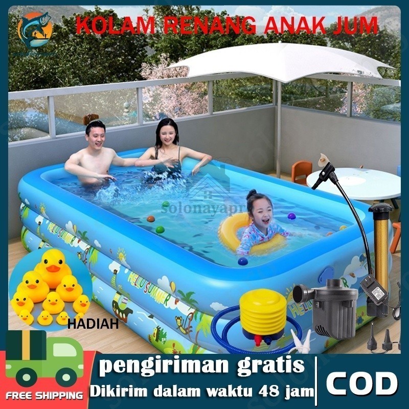 Jual Kolam Renang Anak Jumbo 3 Ring Kolam Mandi Bola Pompa Tiup ...