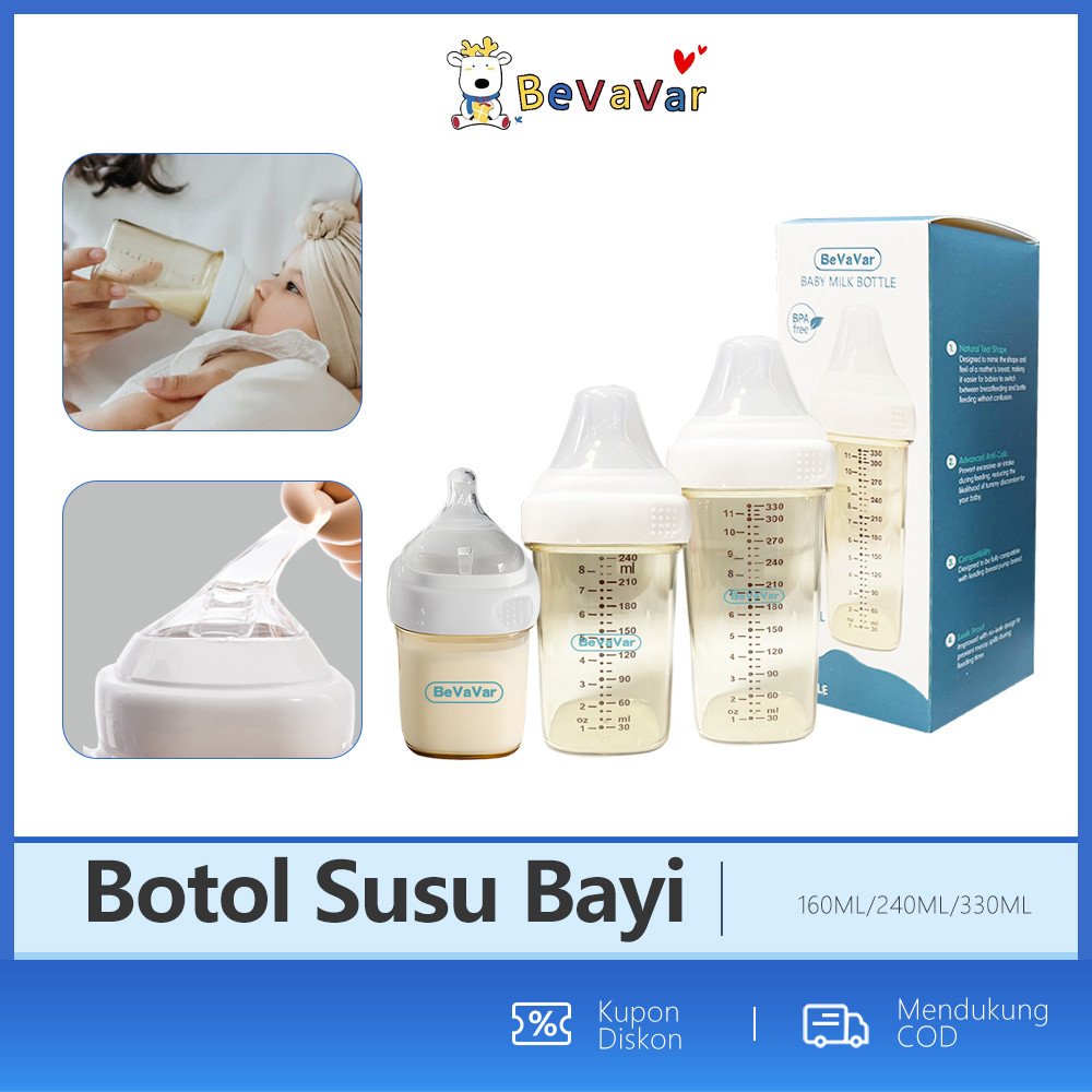 Jual BEVAVAR Feeding Bottle Wide Neck Botol Susu PPSU Newborn Anti Kolik BPA Free 160/240/330ML ...
