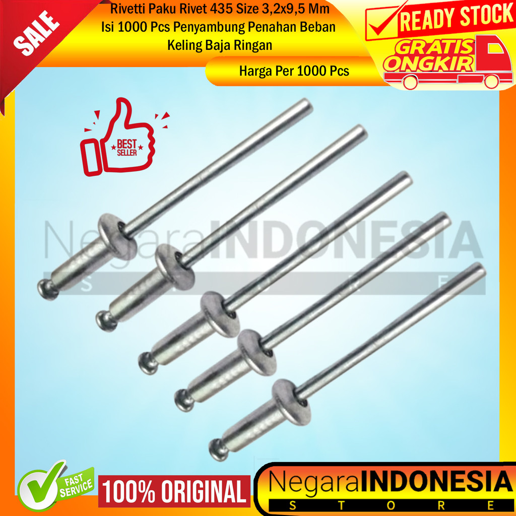 Jual Rivetti Paku Rivet 435 Size 3,2x9,5 Mm Isi 1000 Pcs Penyambung ...