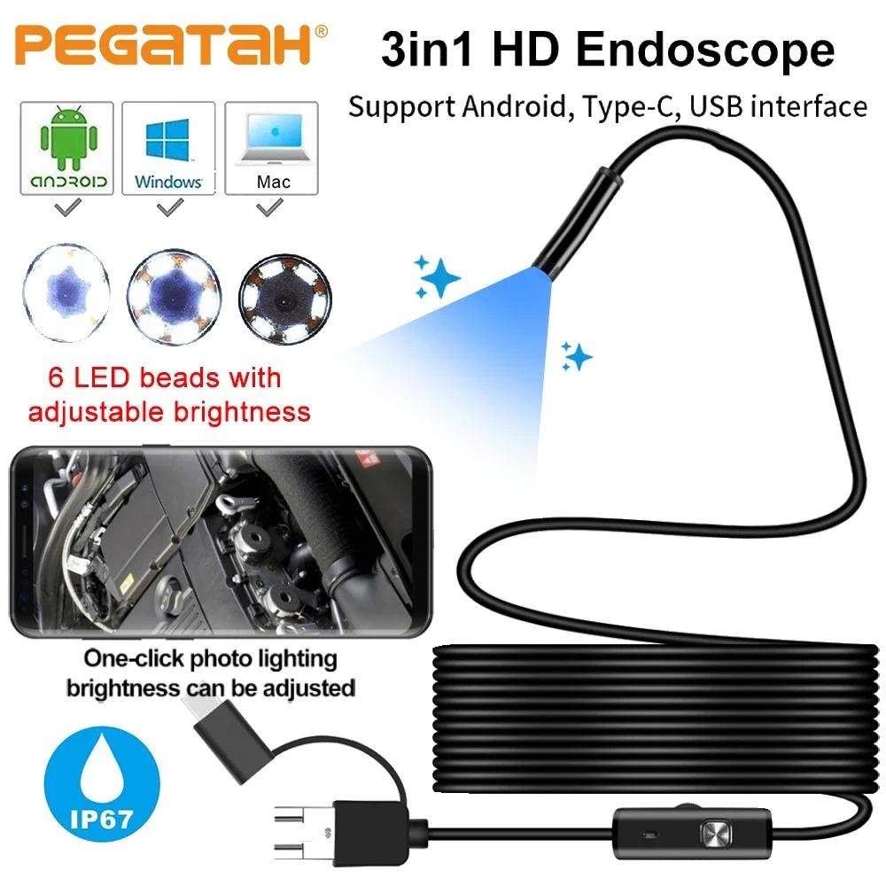 Jual 7mm Endoscope Camera 3 in 1 Micro USB/Type-C Borescope Mini Camera ...