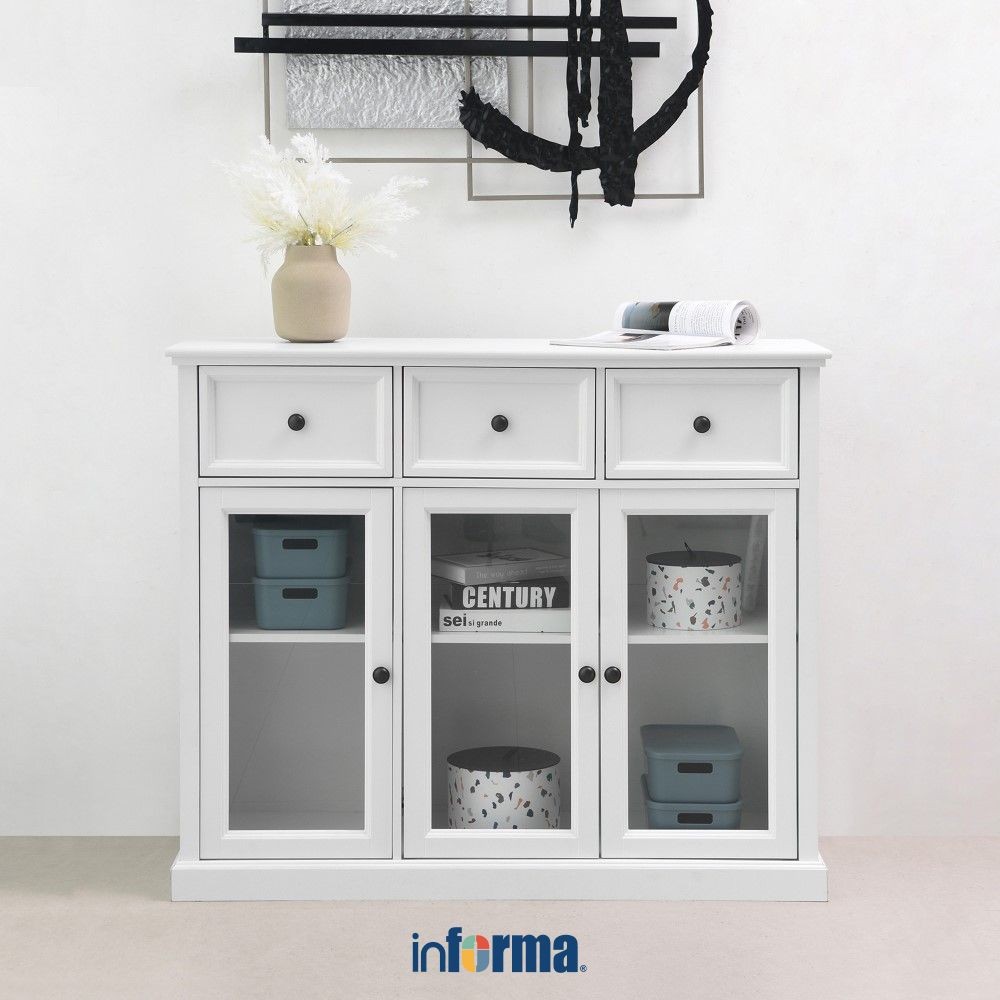 Jual Informa Naco Kabinet 3 Pintu Kaca Dengan 3 Laci - Putih Lemari ...