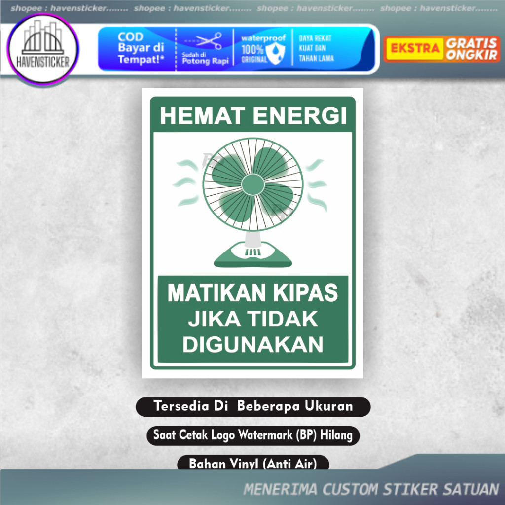 Jual Stiker Matikan Kipas Angin - Sticker Hemat Energi Matikan Kipas ...