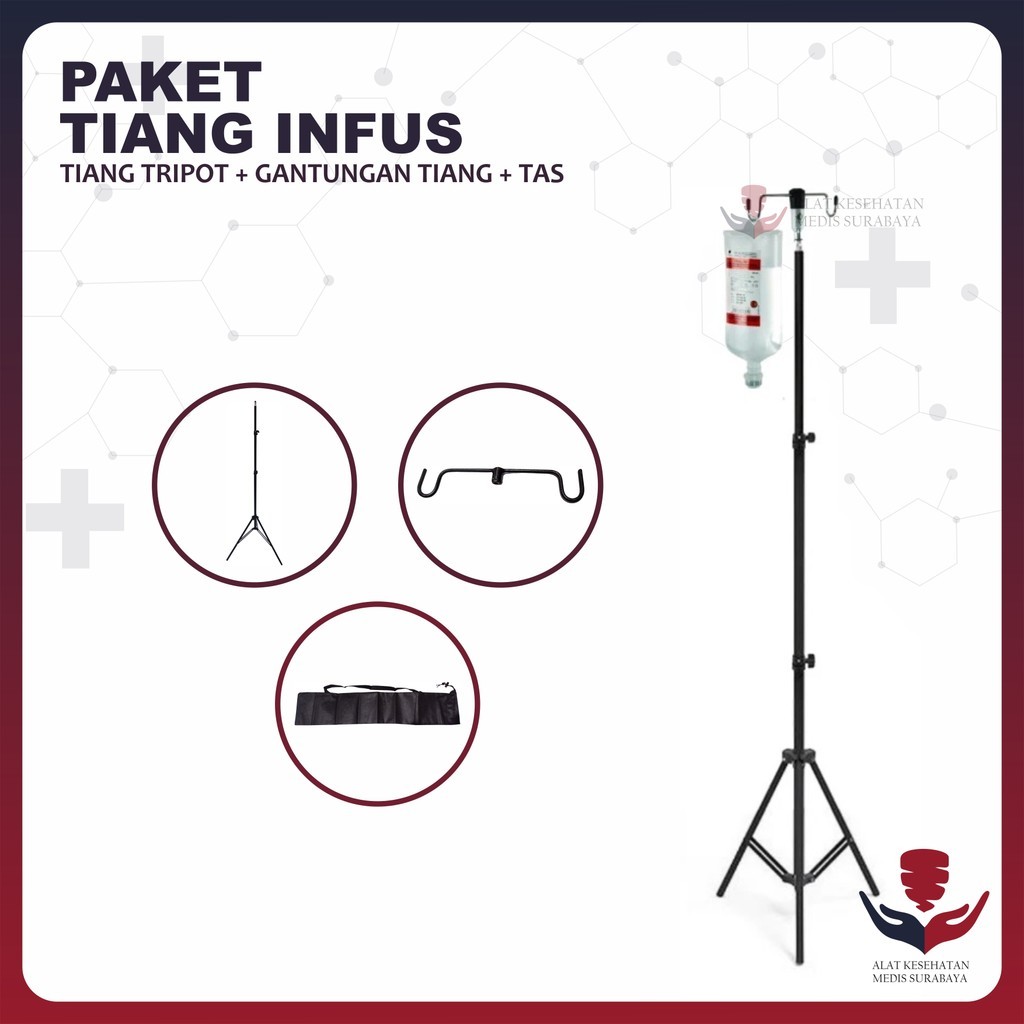 Jual Paket Tiang Infus Tripod Tas Gantungan Serbaguna Lampu Tripot Bag ...