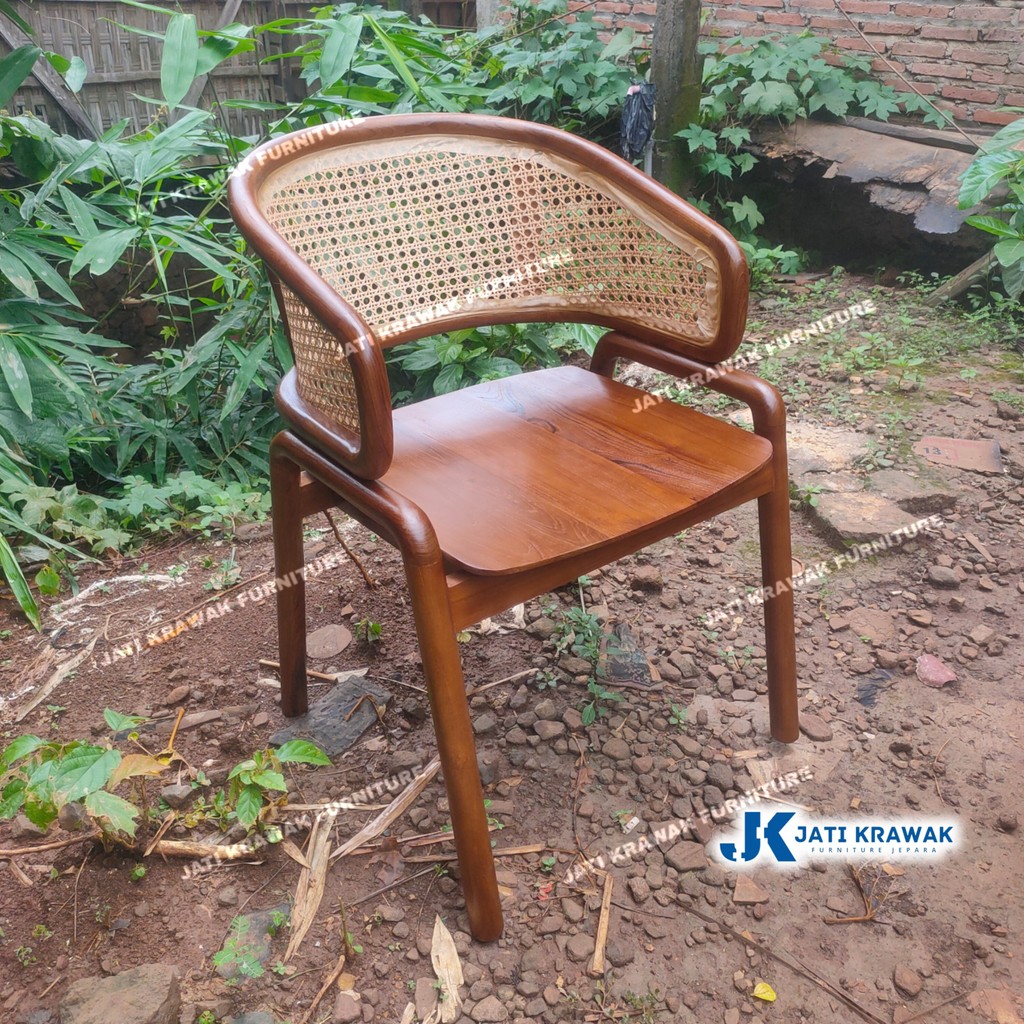 Jual Kursi makan teras santai kayu jati rotan. Kursi cafe cleopatra | Shopee Indonesia
