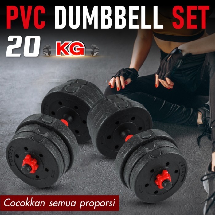 Jual LARIS -BGSPORT SET DUMBELL PVC / BARBEL PVC SET ALAT ANGKAT BEBAN 20KG - 20 kg | Shopee ...