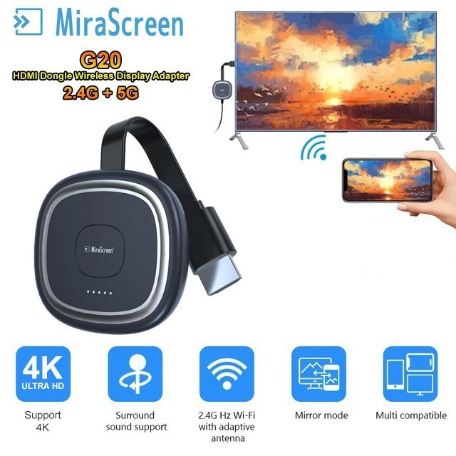 Jual HDMI Dongle Wireless Display Mirroring 4K Mirascreen G20 | Shopee ...