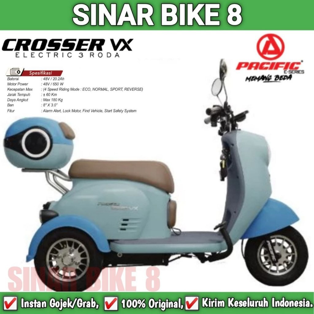 Jual Sepeda Motor Listrik PACIFIC CROSSER VX Electric E Bike Roda Tiga ...