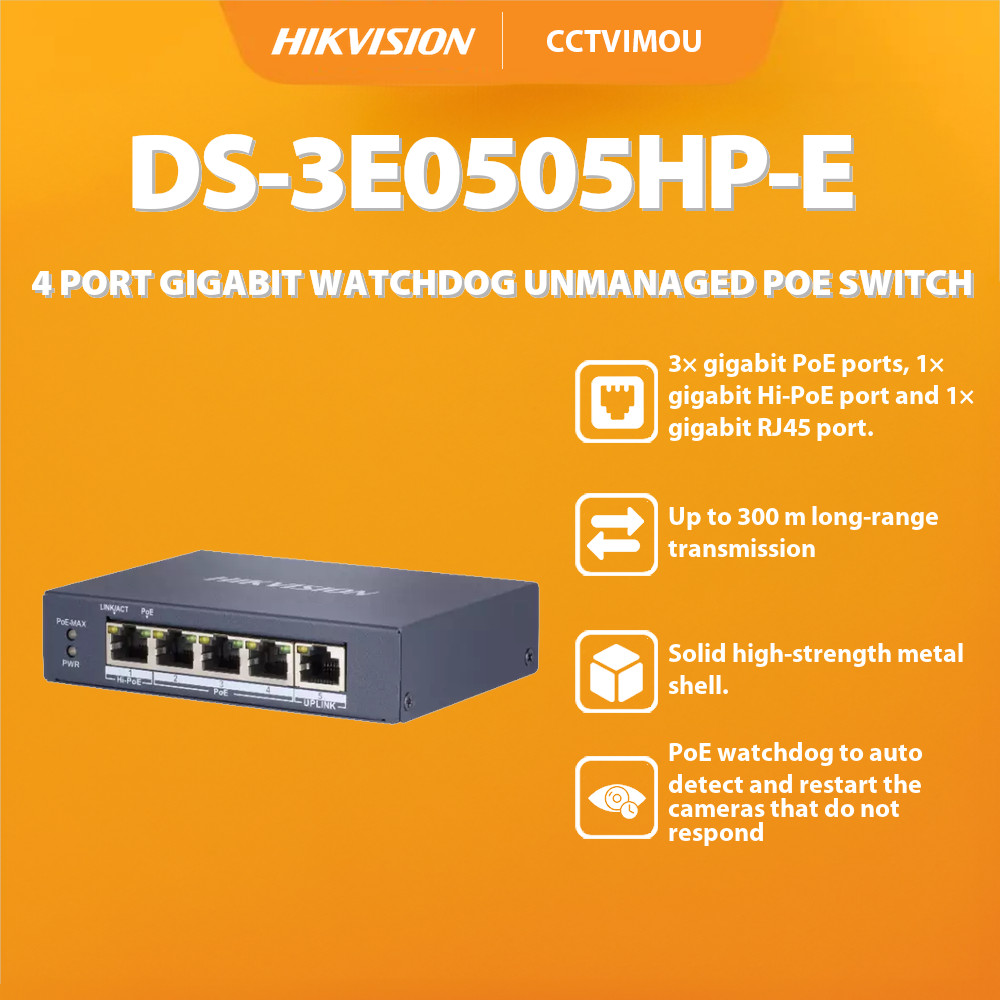 Jual HIKVISION DS-3E0505HP-E 4 PORT GIGABIT WATCHDOG UNMANAGED POE SWITCH | Shopee Indonesia