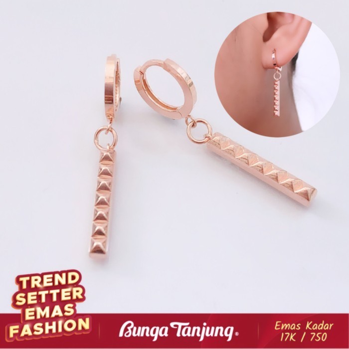 Jual ANTING KLIP KOTAK PANJANG ARSIR - EMAS 17K - BUNGA TANJUNG GOLD ...