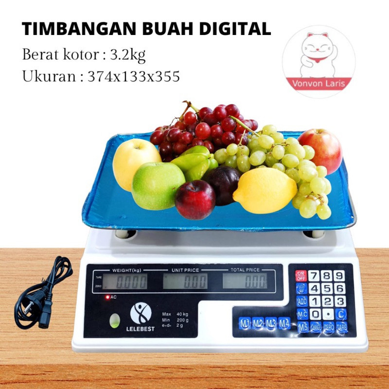 Jual (Timbangan Besar) Timbangan Buah Digital 40KG/ Digital Computing Scale 40kg Double Display ...