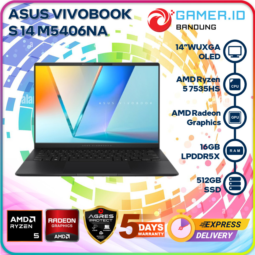 Jual ASUS VIVOBOOK S 14 M5406NA RYZEN 5 7535HS 16GB 512GB 14" WUXGA ...