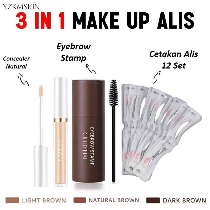Jual Paket Alis 3in1 Eyebrow Powder Stamp + Cetakan Alis Tali Karet Isi ...