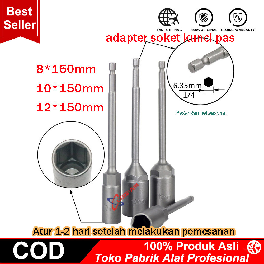 Jual Adapter Soket Kunci Pas Ekstension Panjang 150mm Hex Nut Driver ...