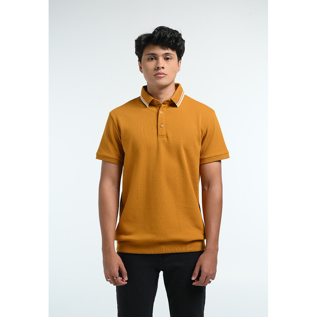 Jual Manzone Polo Shirt Lengan Pendek Pria Caleb - Mustard | Shopee Indonesia