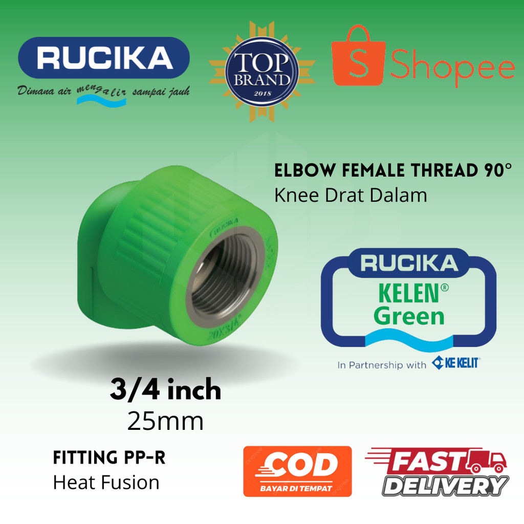 Jual Elbow Female Thread 90° 25mm ~ 3/4 inch / KDD / Knee Drat Dalam / Elbo Drat Dalam ...
