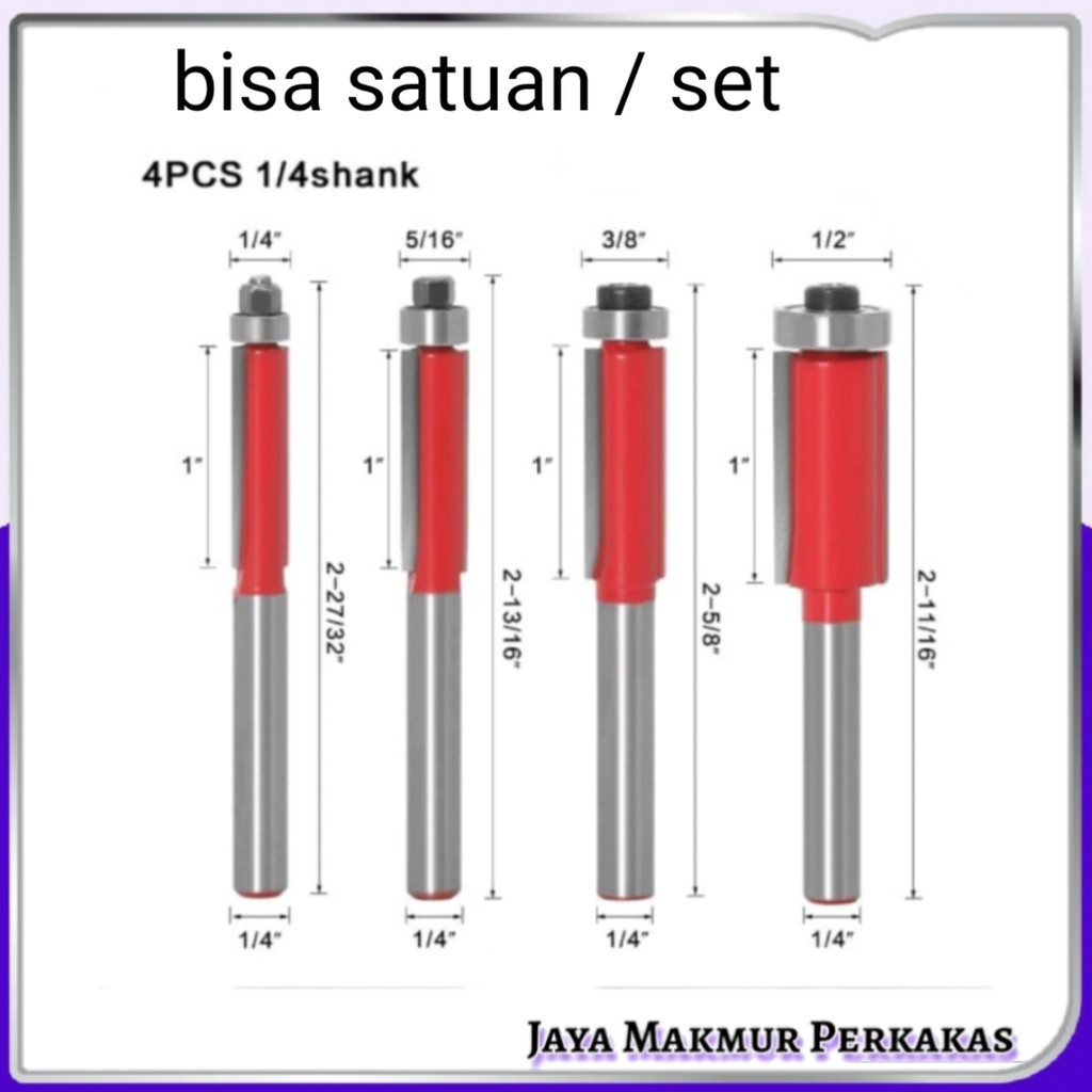 Jual Mata Profil Router 1/4 Flush Trimmer Bits satuan / set | Shopee ...