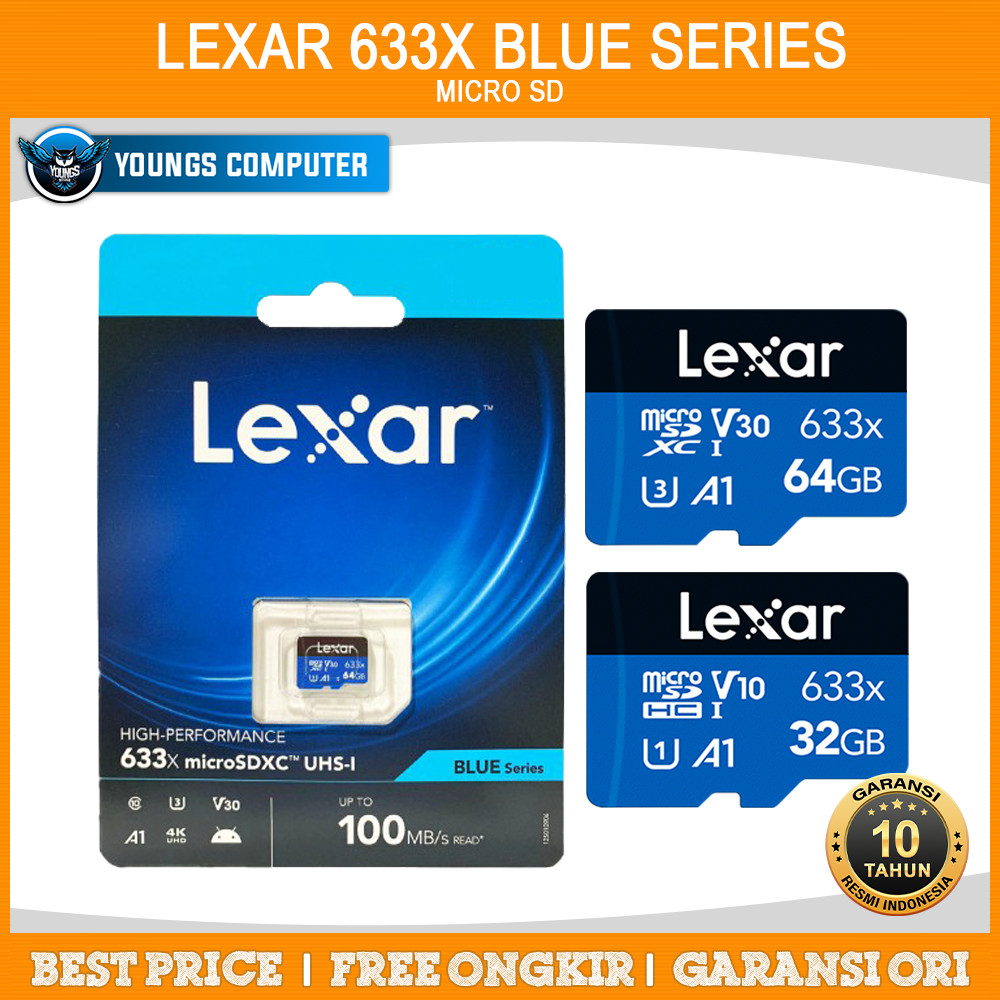 Jual MicroSD LEXAR 32GB 64GB 128GB High Performance 633x MicroSDHC Blue ...