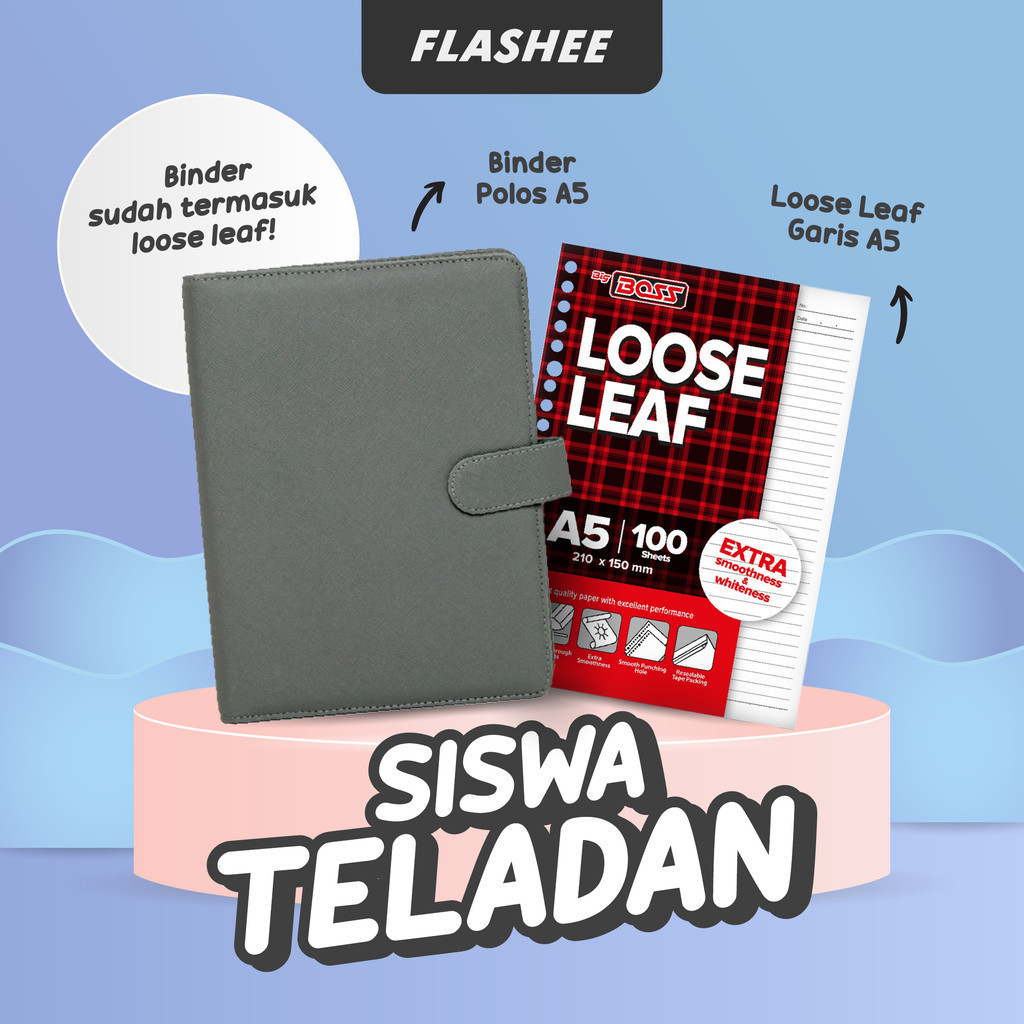 Jual Flashee Paket Binder A5 Set Sudah Termasuk Loose Leaf Isi 100 Lembar Paket Siswa Teladan ...