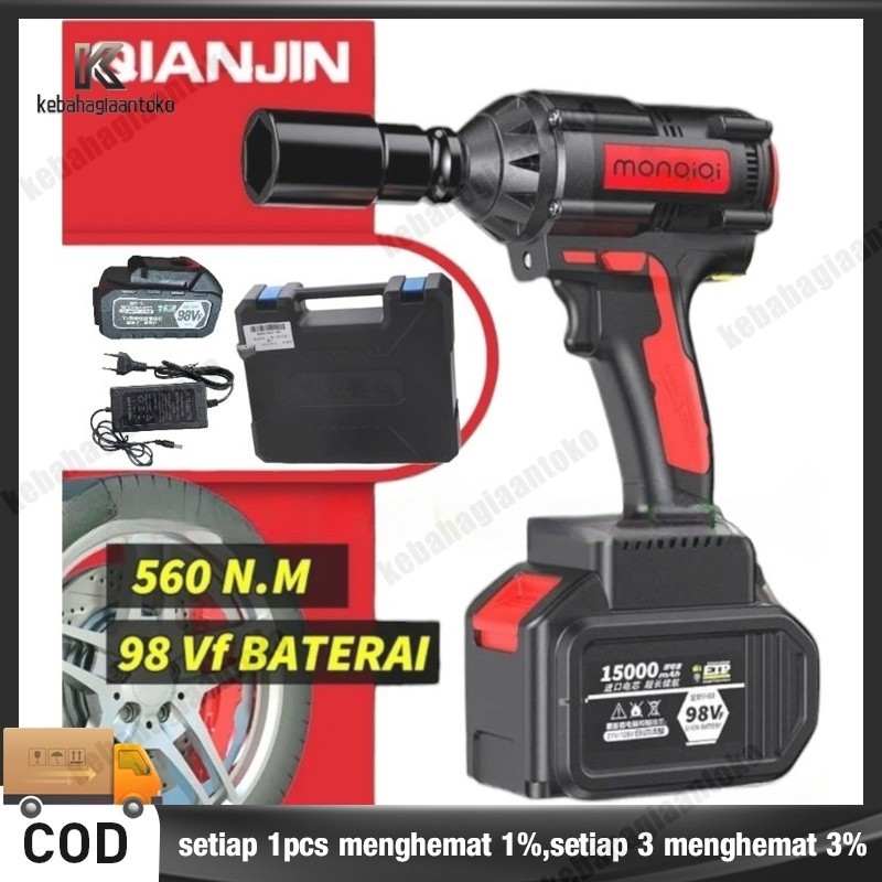 Jual Bor impek pembuka baut motor Cordless Impact Wrench high torsi ...