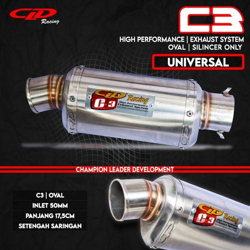 Jual SILENCER KNALPOT ONLY CLD RACING TYPE C3 OVAL 17,5CM INLET 50MM ...