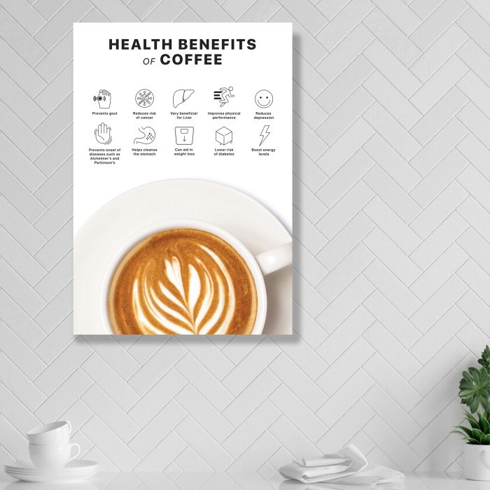 Jual Poster COFFEE Poster frame kopi hiasan dinding cafe health benefit ...