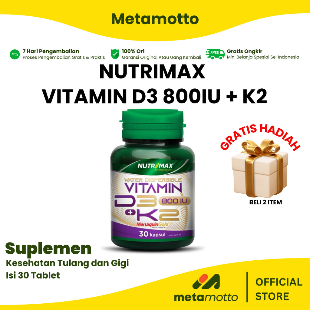 Jual Nutrimax Vitamin D3 800IU + K2 400 MCG / Vit D3 800 IU Water ...